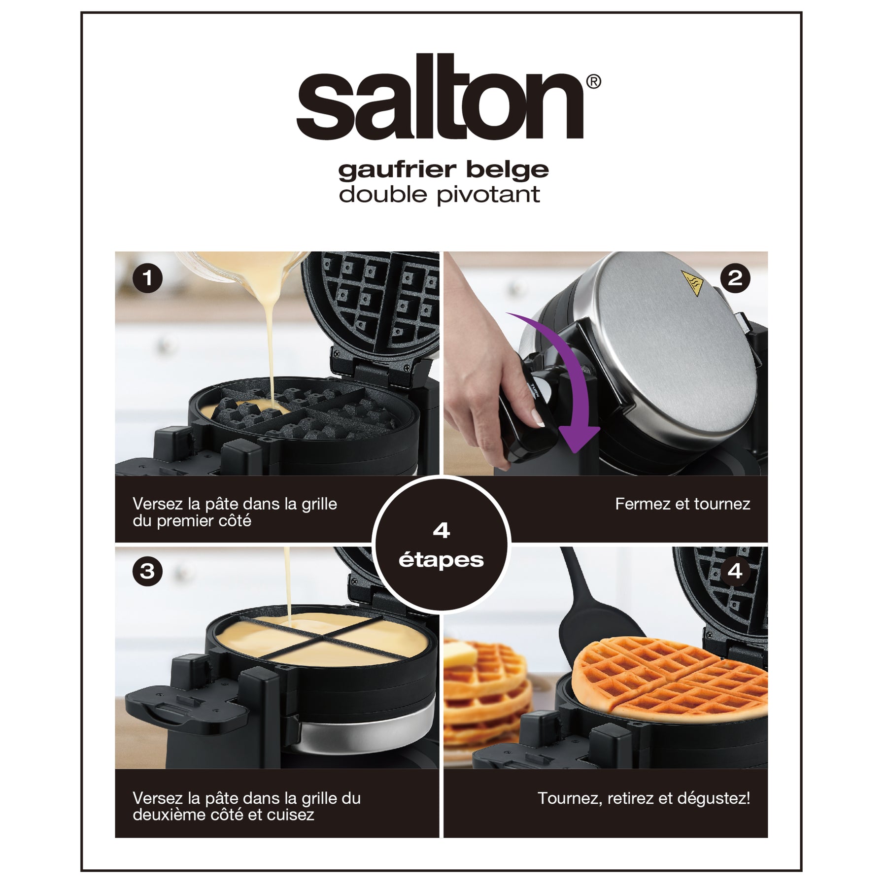 Salton Rotating Double Belgian Waffle Maker